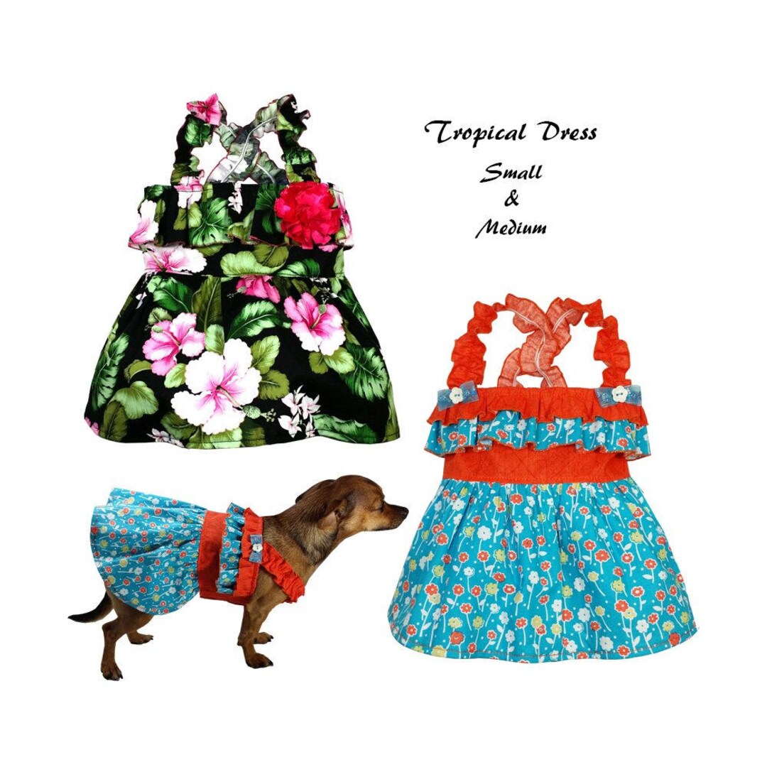 Tropical Dog Dress -SMALL & MEDIUM- Dog Clothes Sewing Pattern PDF, Dog ...
