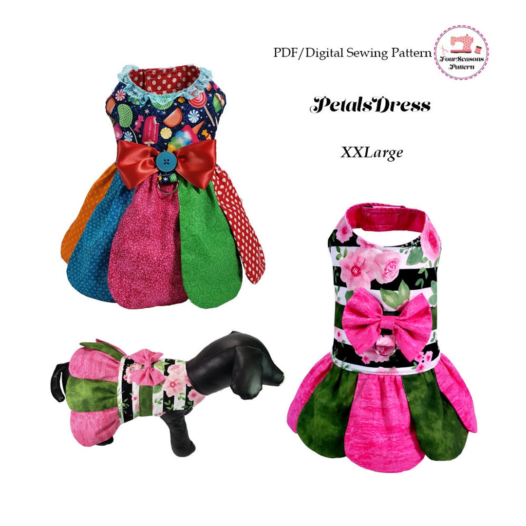 Petals Dog Dress, Dog Clothes Pattern -XXLARGE- Sewing Pattern, PDF ...
