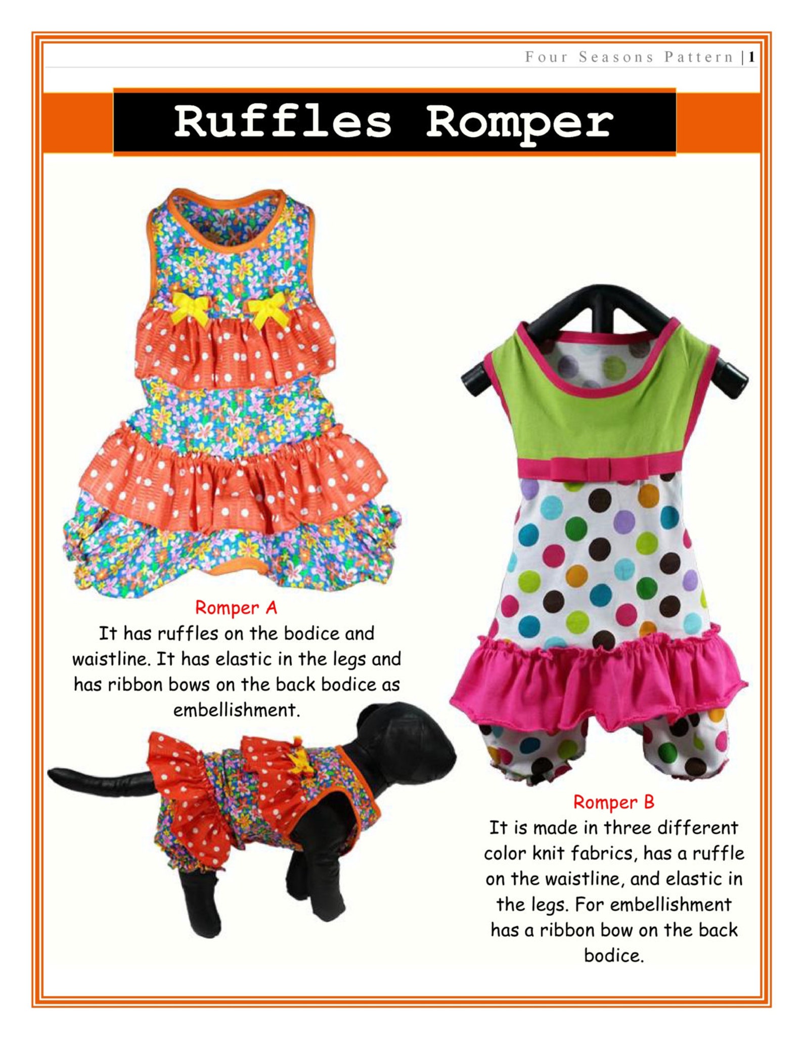 Ruffles Dog Romper Pattern XXSMALL & XSMALL Dog Onesie | Etsy