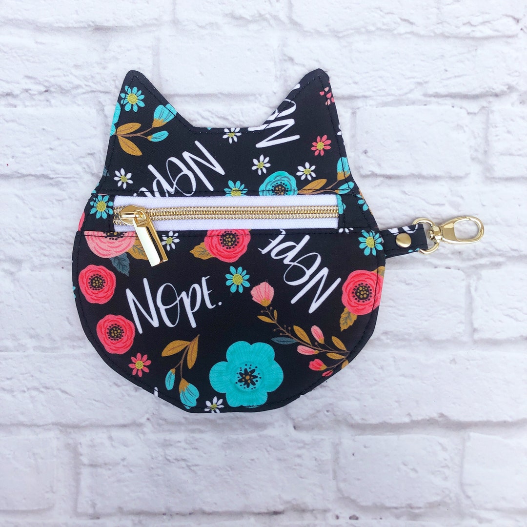 Nope Cat Keychain, Attitude Coin or Money Pouch, Purse or Backpack Clip ...