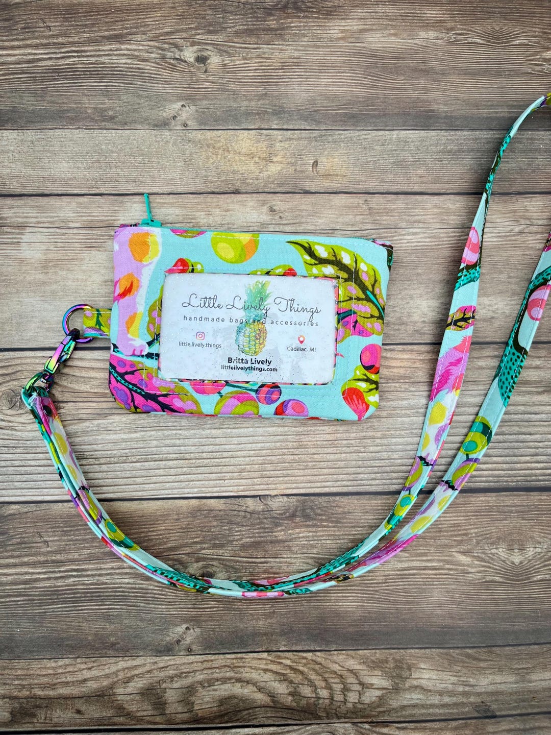 Tula Pink Tabby Road ID Holder & Lanyard, Club Kitty Fabric Zipper ...