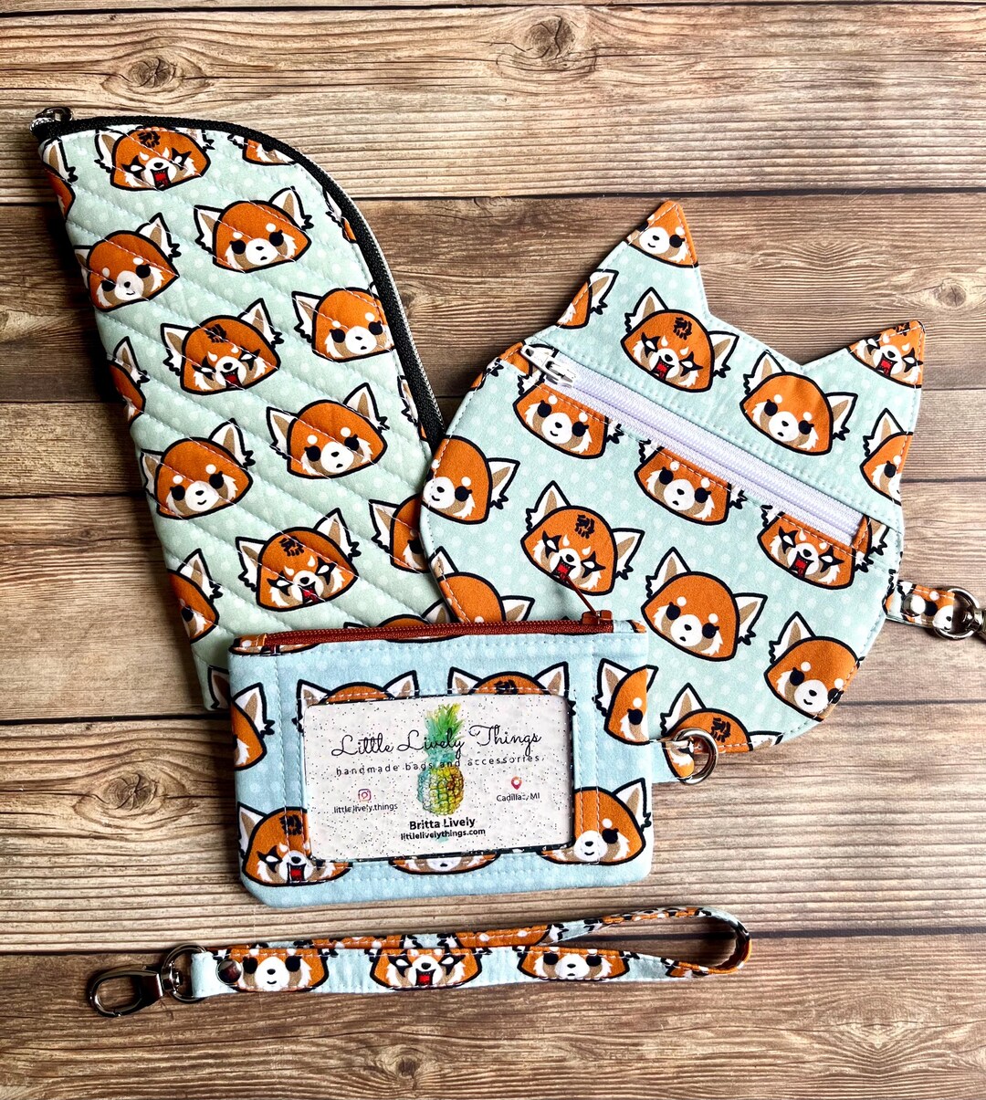Custom Order for Amber IG- Red Panda Rage Set, Wristlet, Glasses Case ...