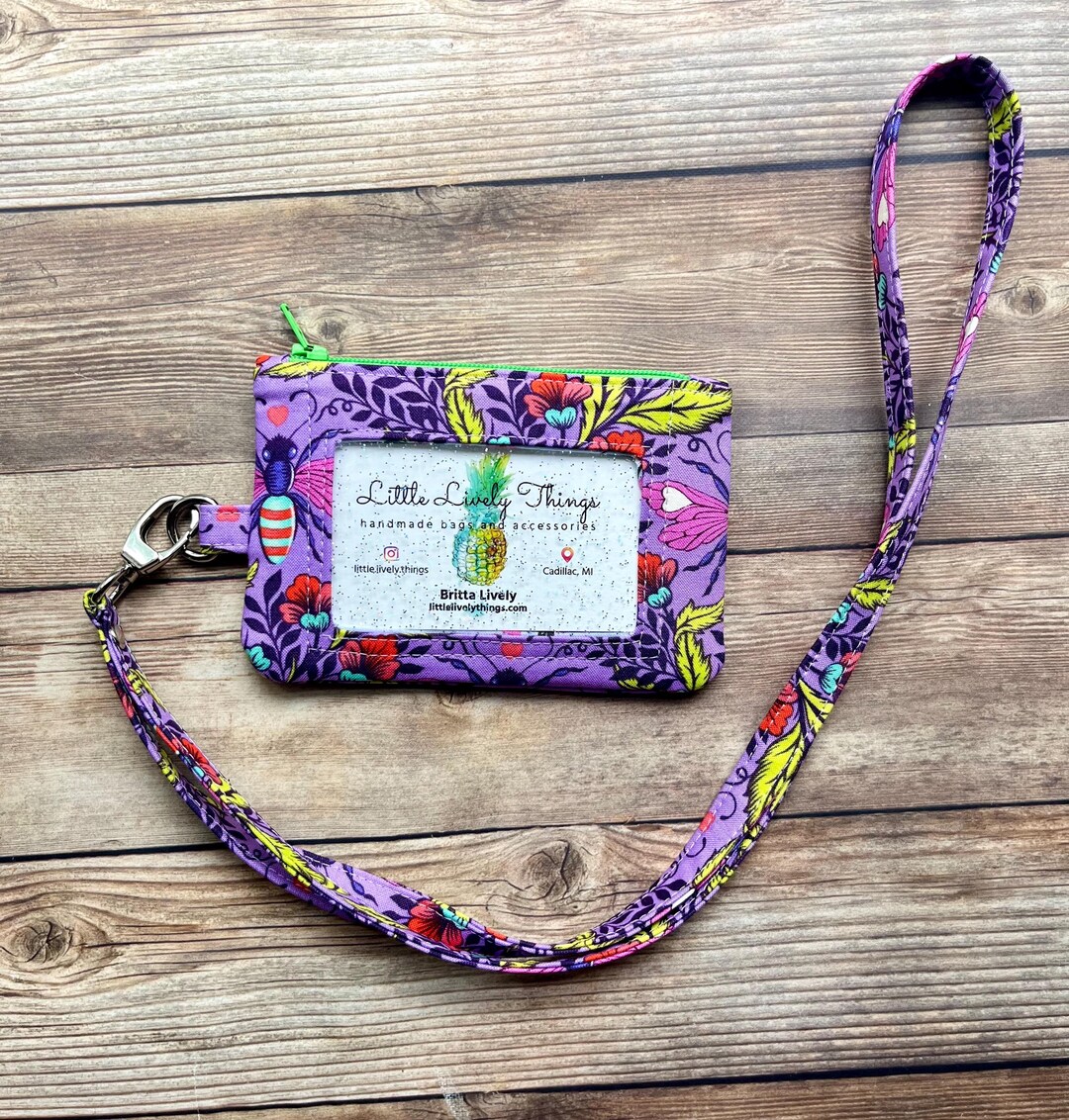 Tula Pink Bumblebee ID Holder & Lanyard, Full Moon Forest Zipper Pouch ...