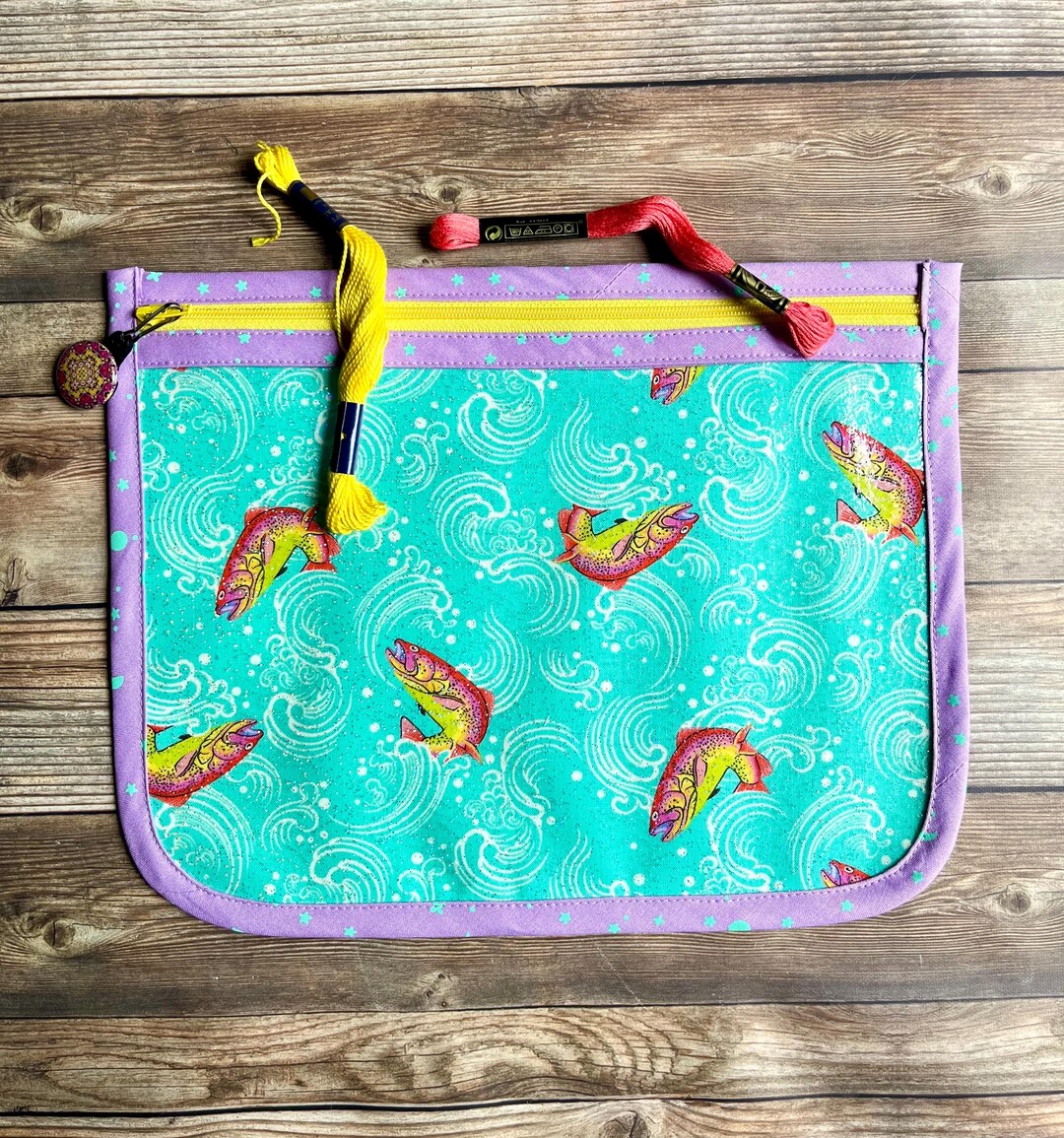 Tula Pink Full Moon Forest Fabric Clear Front Project Pouch, Sofishticated Glitter Vinyl Zipper ...