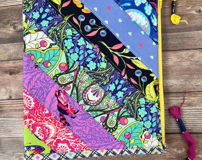 Tula Pink Strip Collection Large Booklet Pouch, Fabric Craft Sewing ...