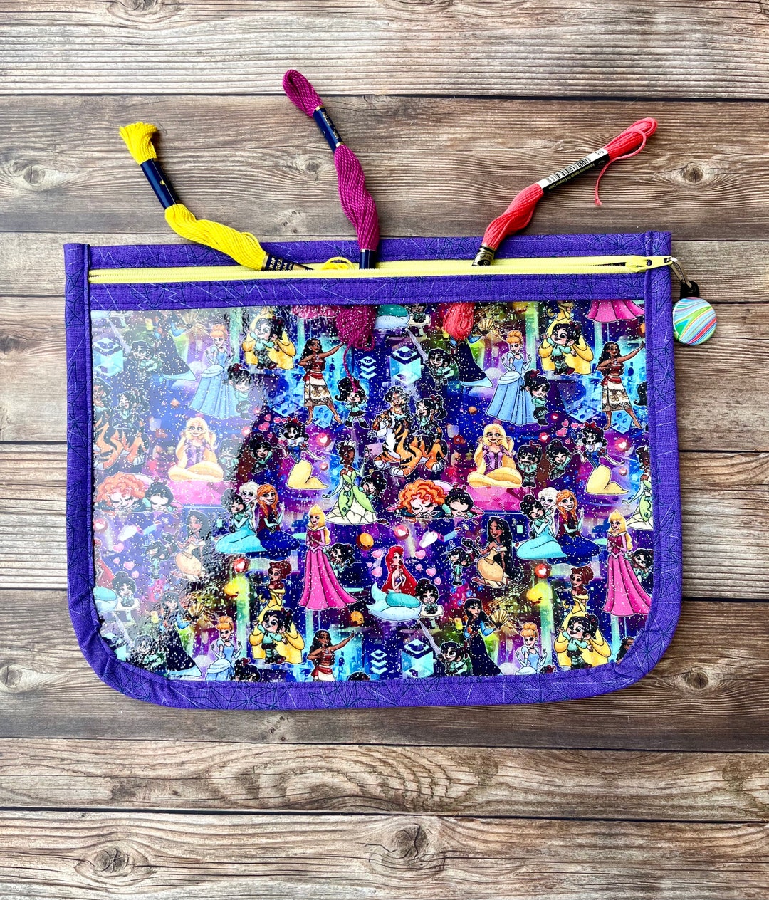 Glitch and Princess Pencil Pouch, Art Case With Clear Glitter Vinyl ...