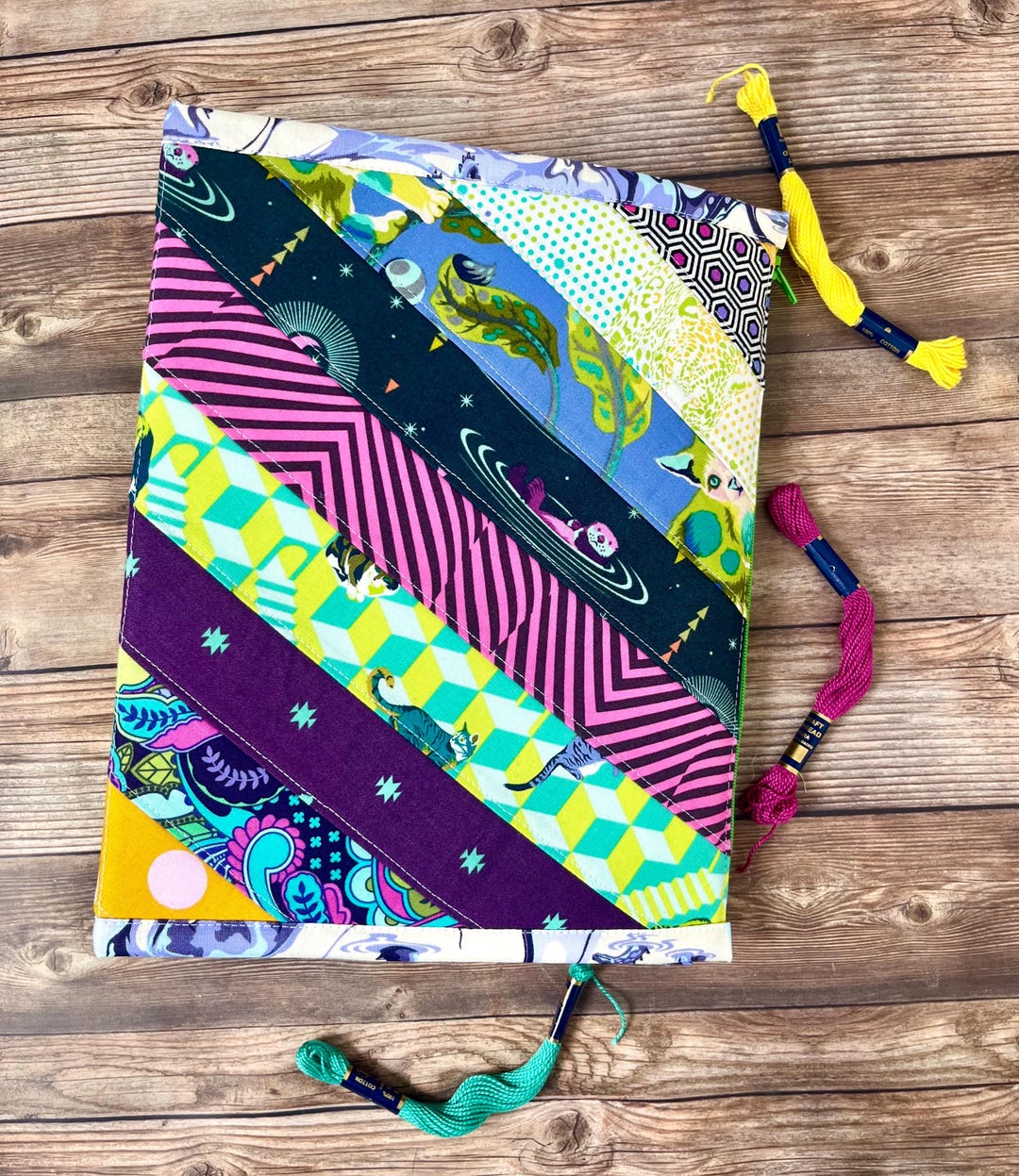 Tula Pink Strip Collection Large Booklet Pouch, Fabric Craft Sewing ...