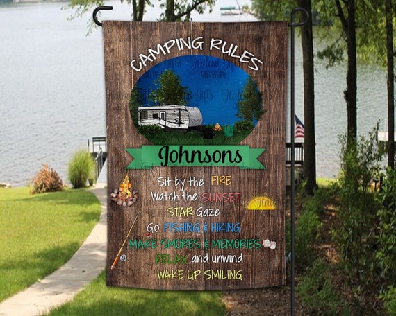 Camping Rules RV Personalize Garden Flag Personalized - Etsy