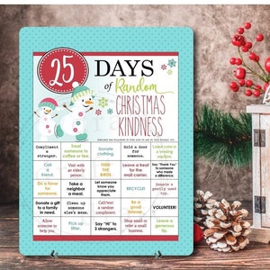 25 Days of Random Christmas/holiday Kindness Challenge/seasonal Decor ...