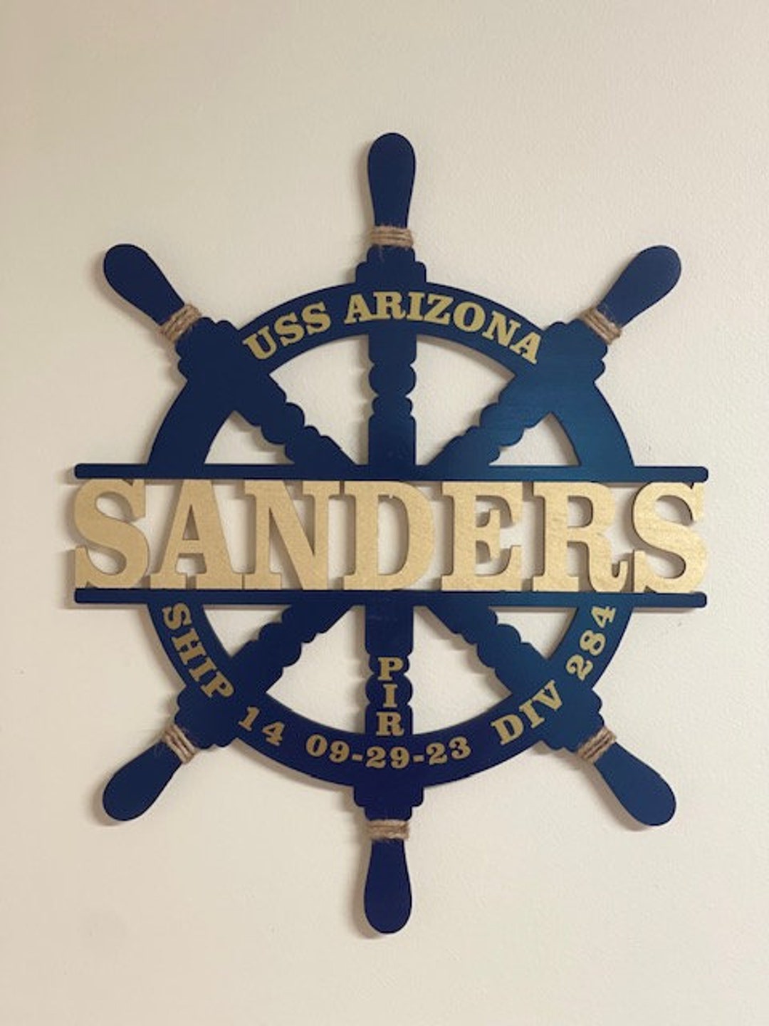 Personalized US Navy Ship Wheel: Navy Blue & Gold Door Decor - Etsy