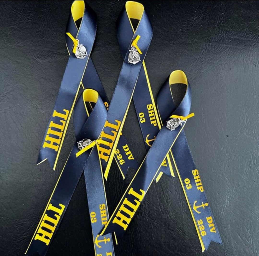 Personalized Navy PIR Graduation Ribbon With Anchor Pin (set of 4) - Etsy
