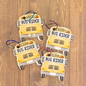 Personalized School Bus Rider ID Bag Tag/ Bus Rider Backpack Tag/bus ...