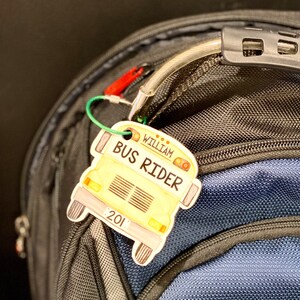 Personalized School Bus Rider ID Bag Tag/ Bus Rider Backpack Tag/bus ...