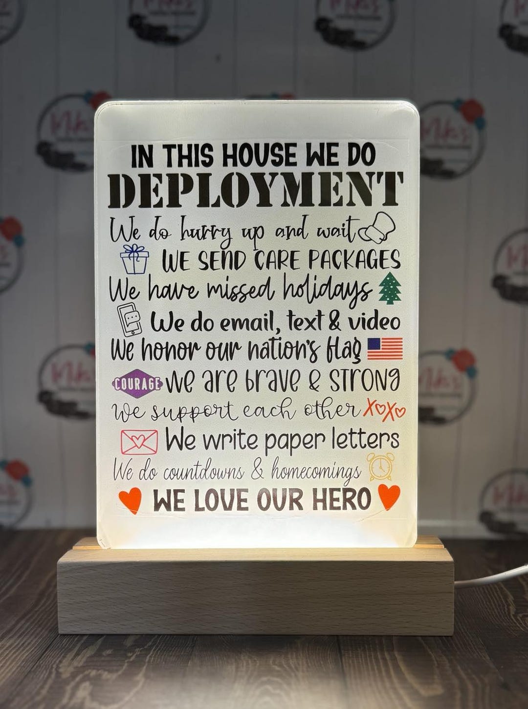 Military Family Deployment Lighted Sign: LED Wooden Base Decor - Etsy