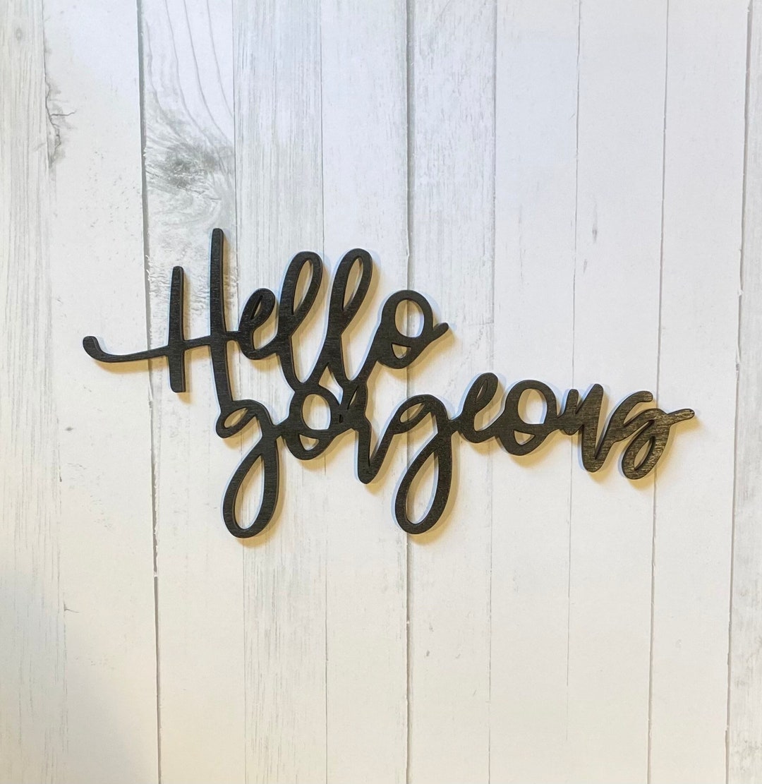 Hello Gorgeous Bathroom Sign| Hello Wood Sign | Bathroom Wall Hanging ...