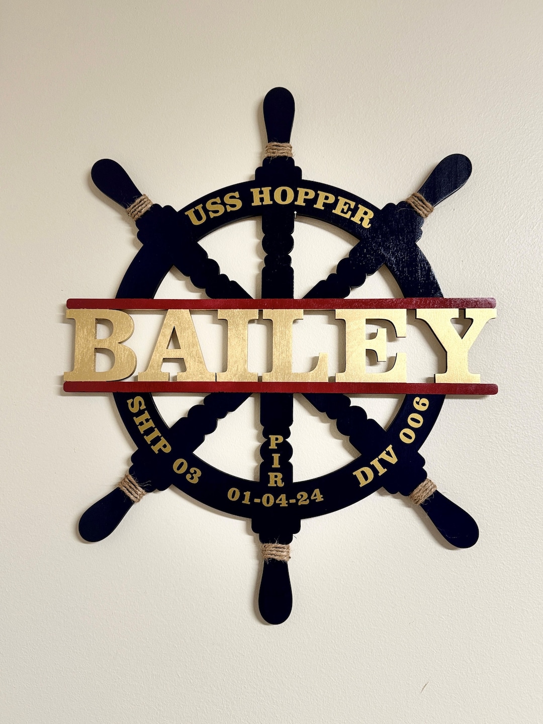 Ship Wheel Door Décor/ US Navy/ship Wheel /wooden Name/ Navy Décor ...