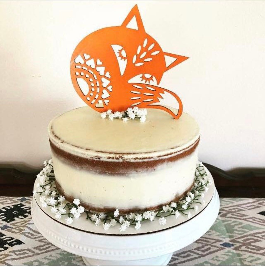 Folk Art Fox Cake Topper: Woodland Animals Birthday Decor - Etsy