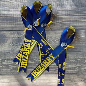 Personalized Navy PIR Graduation Ribbon With Anchor Pin (set of 4) - Etsy