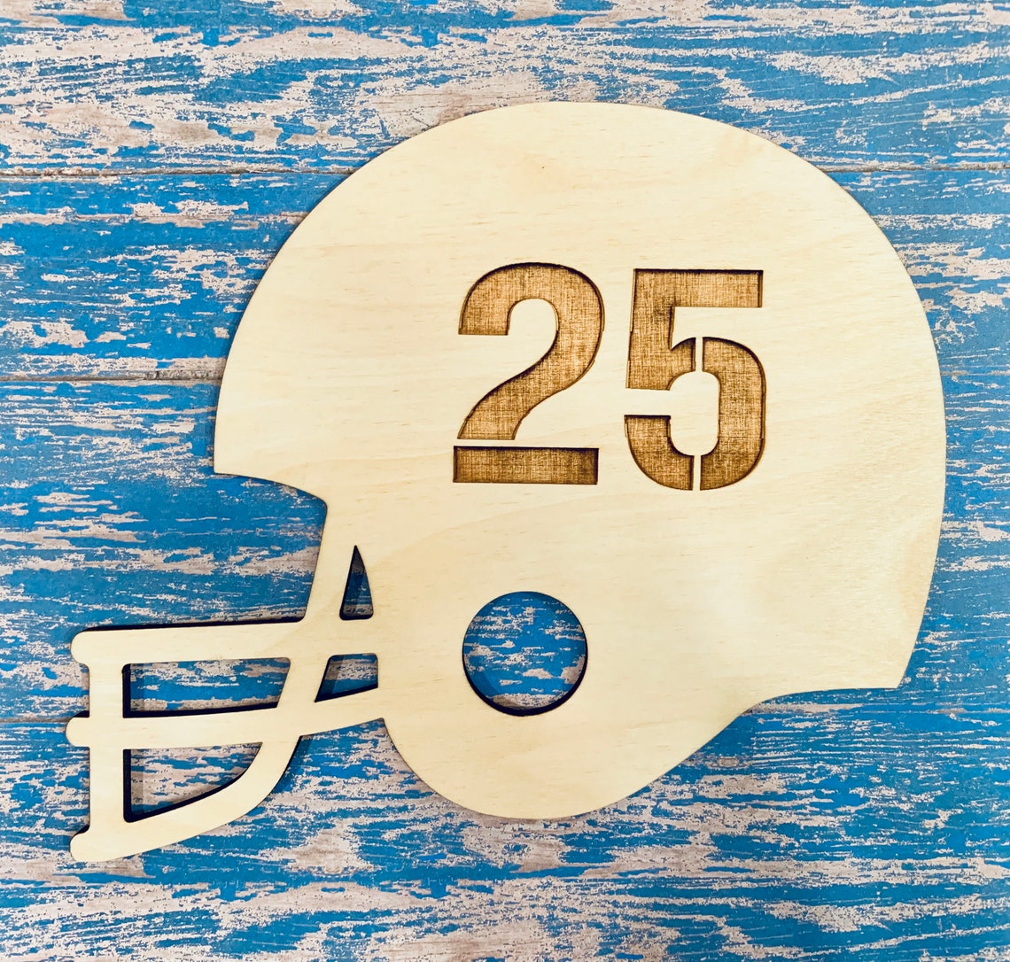 Football Player Helmet Wooden Cutout Shapegift Tags - Etsy