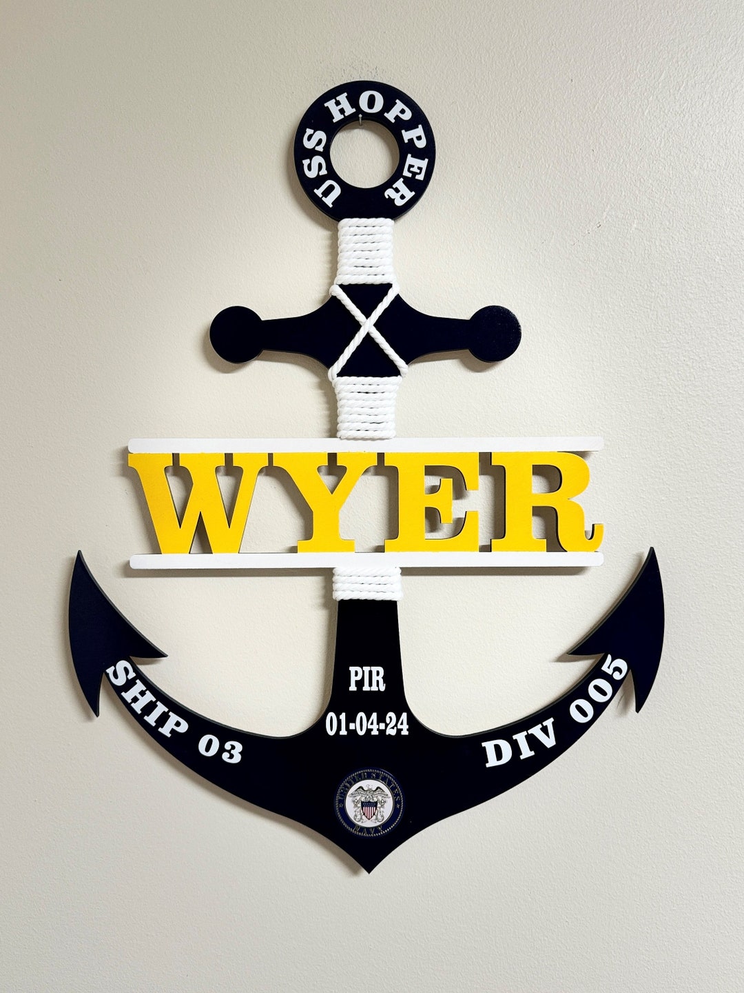 Personalized Navy Anchor/anchor Welcome Wreath/navy Moms/anchor Door ...