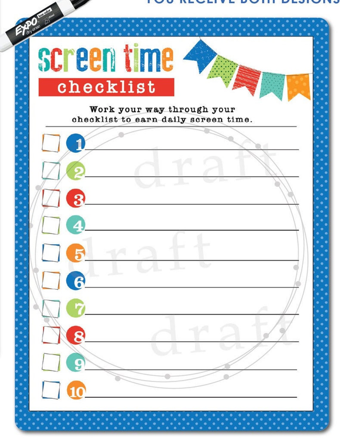 SCREEN TIME Video Game Gamer Checklist To-Do / CHORE Board | Etsy