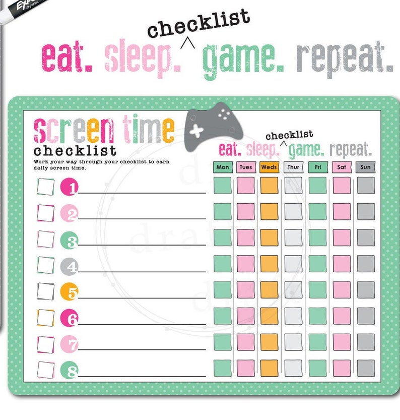 SCREEN TIME Video Game Gamer Checklist To-do / CHORE Board - Etsy