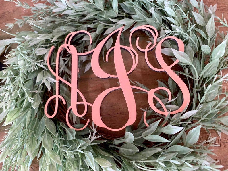 Large Wooden Monogram Wall Hanging Painted Initials Photo | Etsy