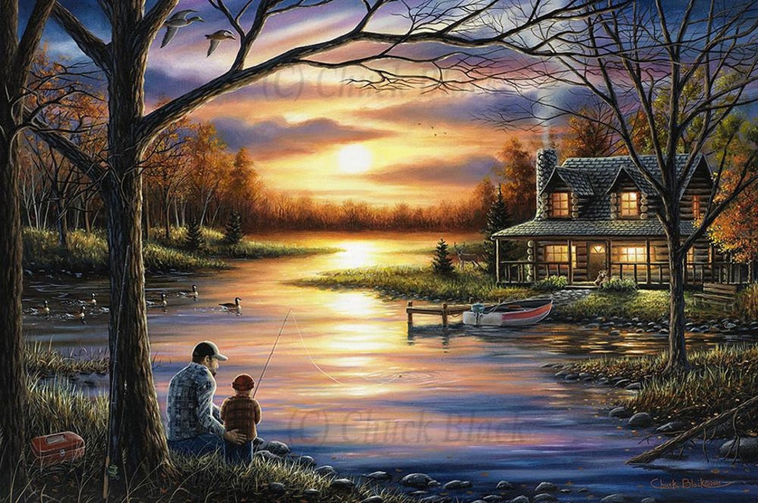 Rustic Cabin Limited Edition Art Print unforgettable Memories Painting ...