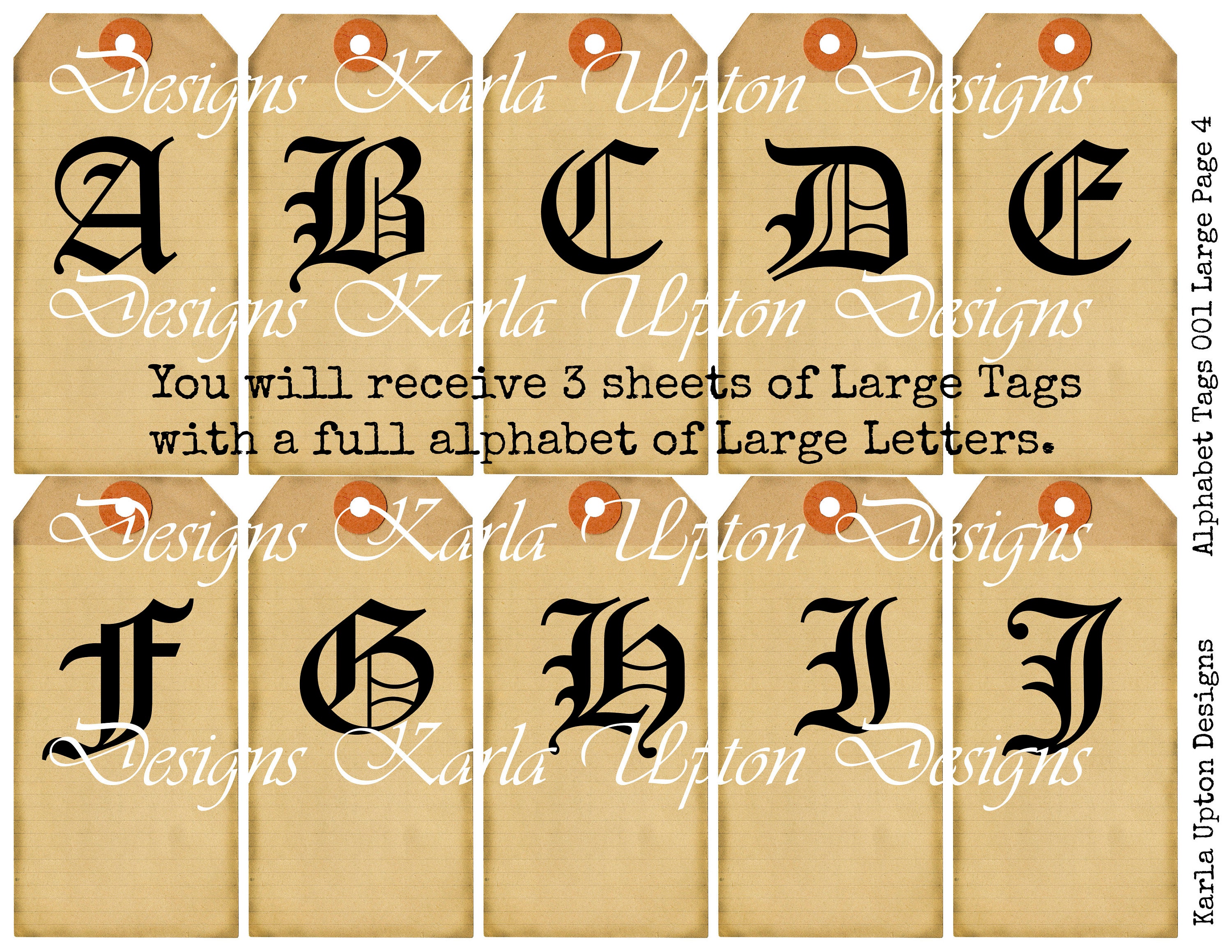 Alphabet Tags 001 Old English Font - Etsy