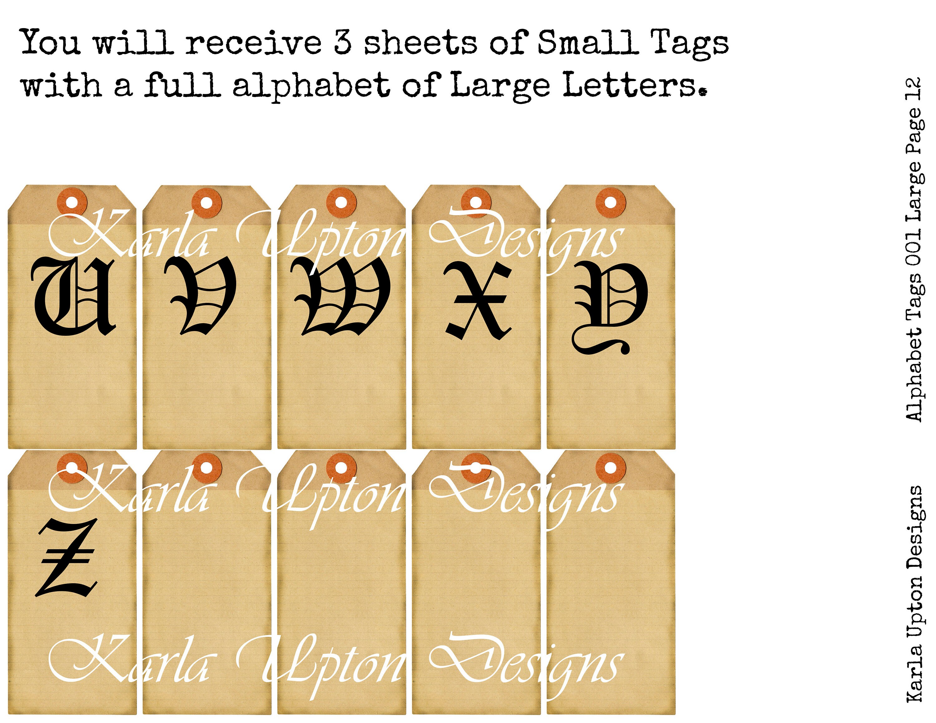 Alphabet Tags 001 Old English Font - Etsy