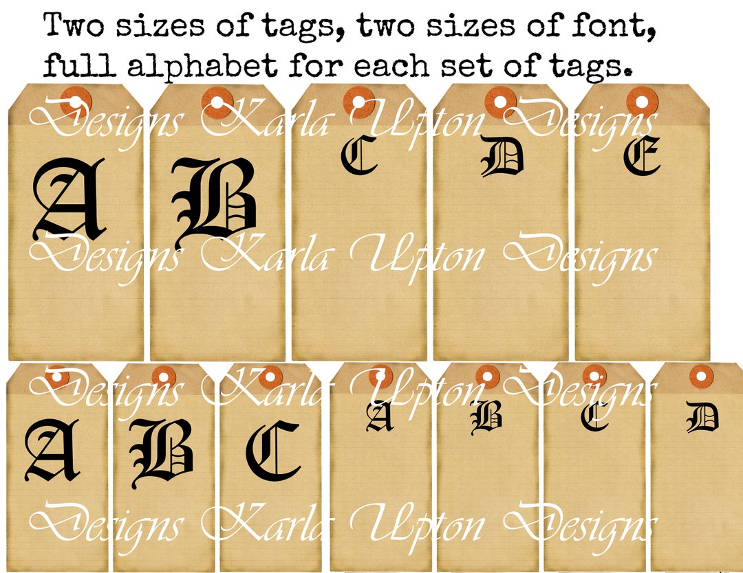 Alphabet Tags 001 Old English Font - Etsy