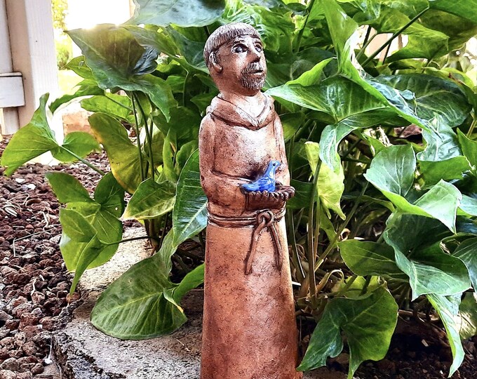 St.francis Statue, Ceramic Religious Saint Sculpture, Guardian Saint ...