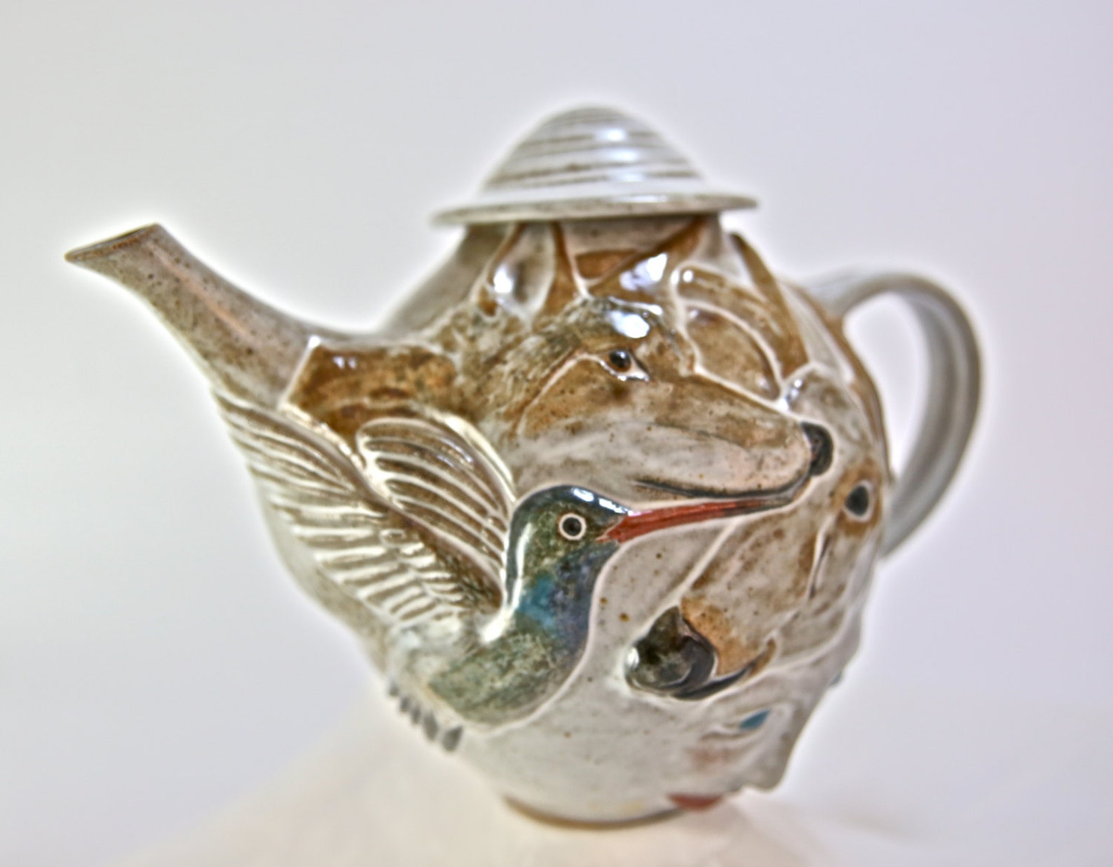 Animal Teapot, Coyote, Hummingbird, Deer, Face, Functional Art Ceramic ...