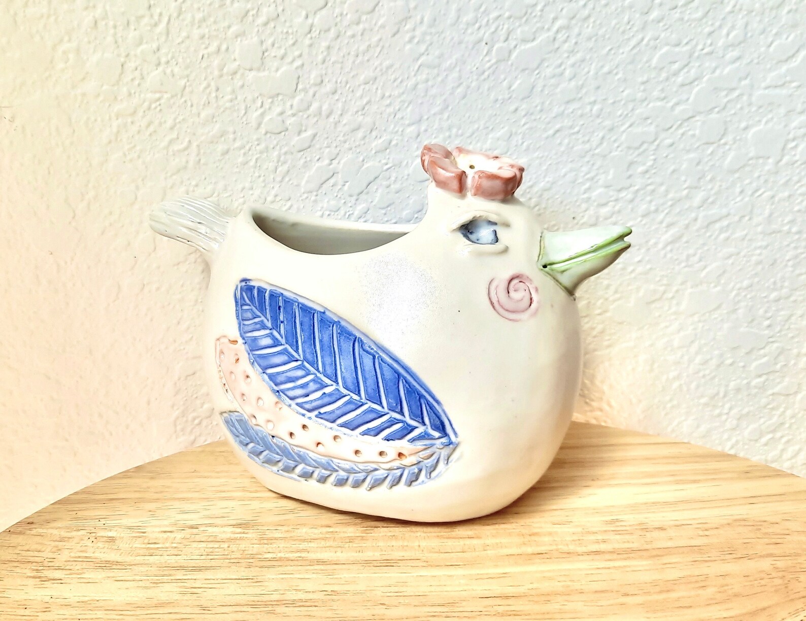 Sassy Bird Flower Vase, Hand Sculpted Ceramic Bird Sculpture, Cute ...