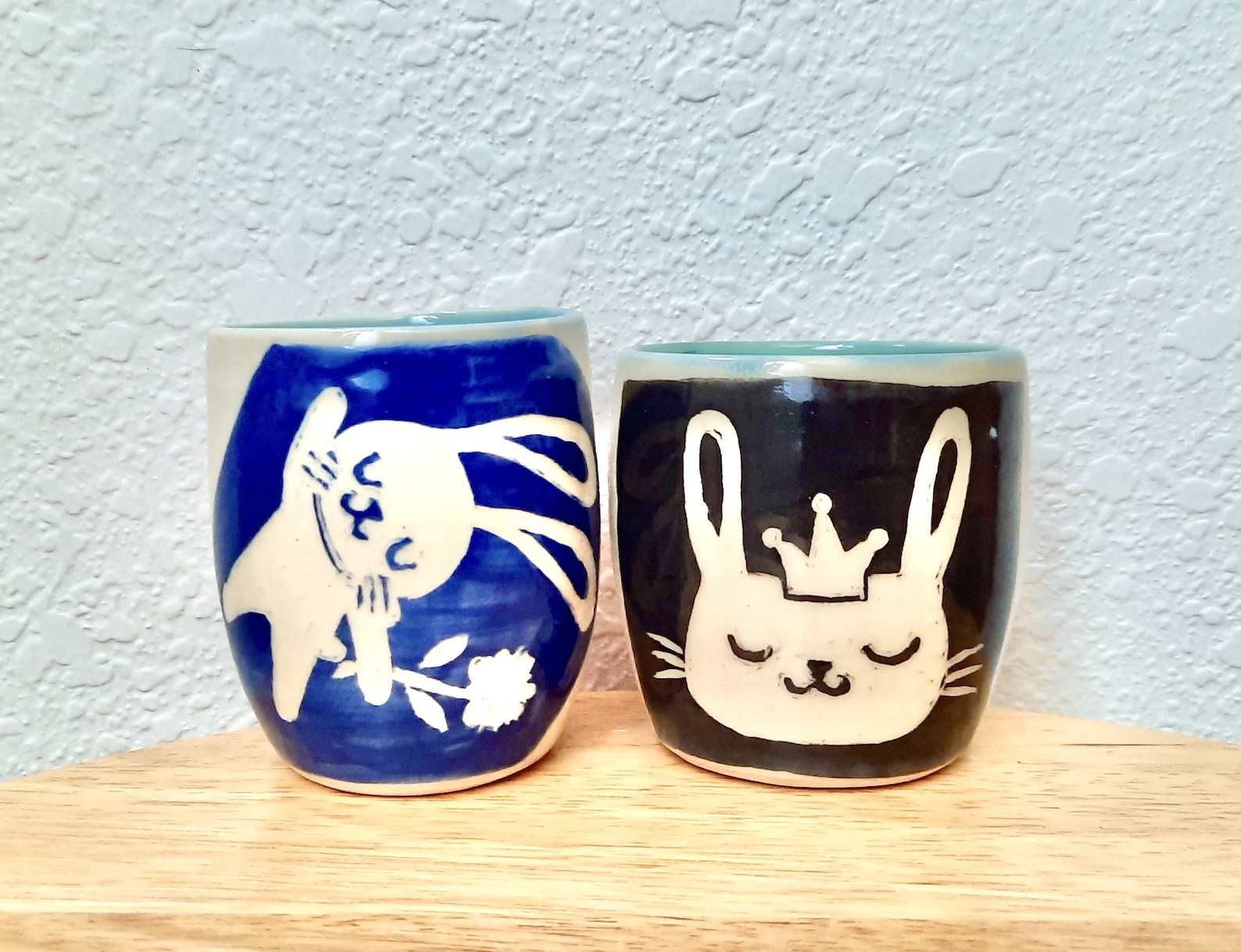 Ceramic Sgraffito Tumbler, Hand Carved Rabbit, Flower Design, Pottery ...