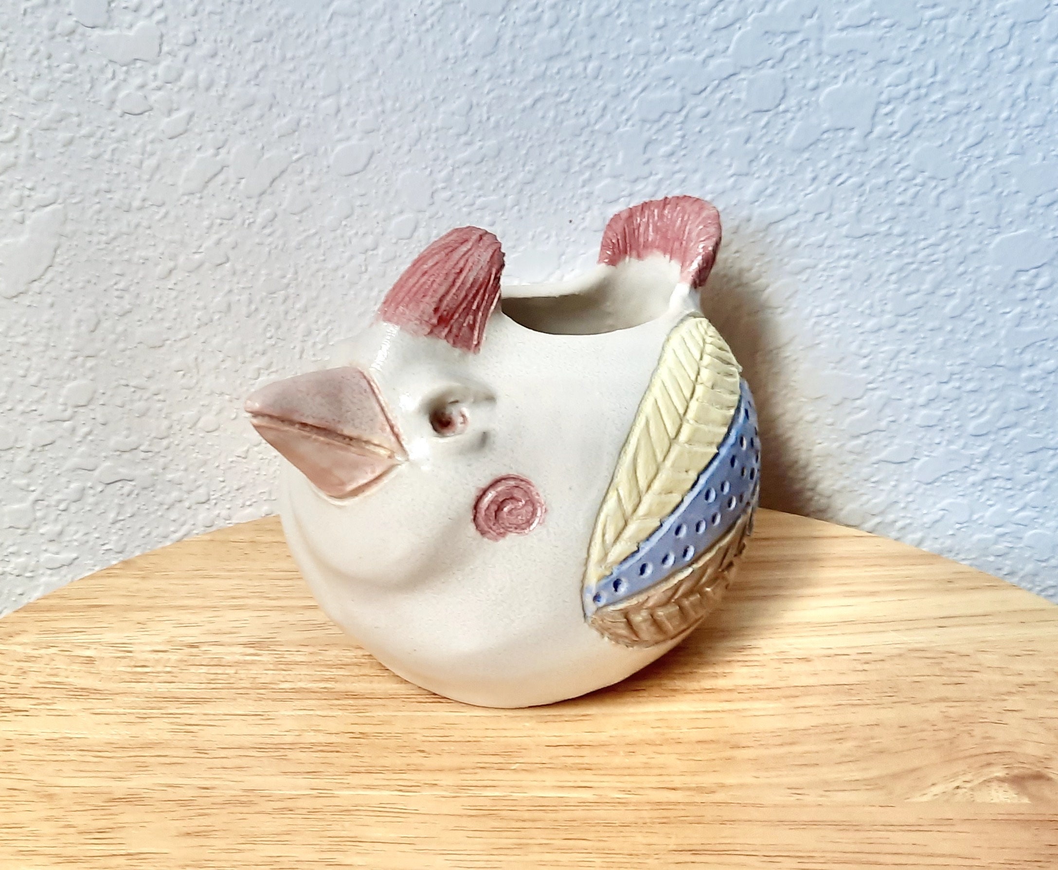 Hand Sculpted Sassy Bird Flower Vase, Ceramic Bird Sculpture, Cute ...