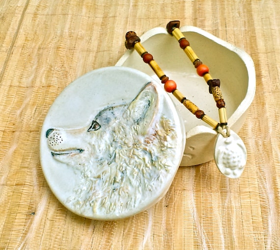 Wolf Box Handmade ceramic Jewelry box Wolf Dog Art Lidded | Etsy