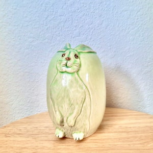 Rabbit Vase, Hand Sculpted Cute Hare, Jade Green Ceramic Flower Vase ...