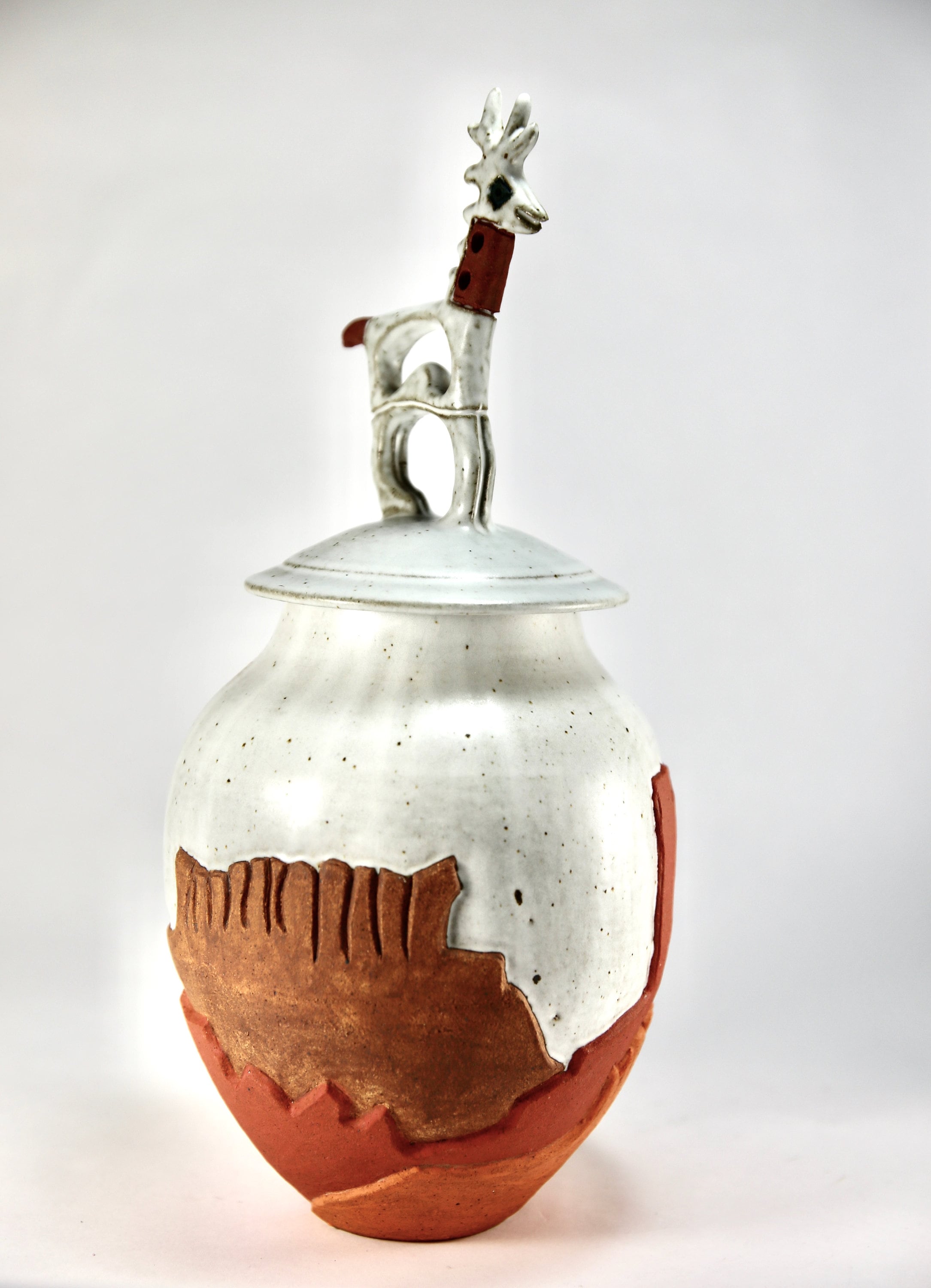 Deer Urn, Southwest Art Decor, Deer Decoration, Deer Pottery, Handmade ...
