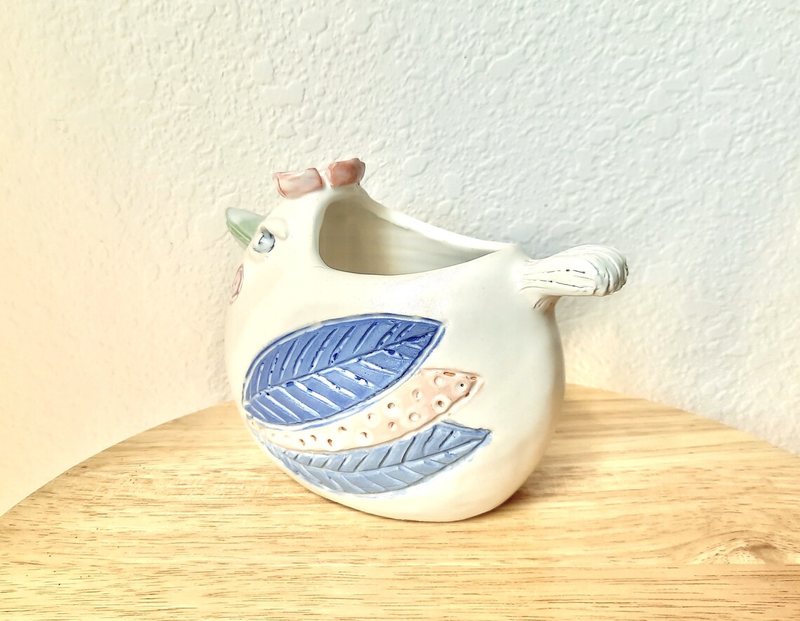 Sassy Bird Flower Vase, Hand Sculpted Ceramic Bird Sculpture, Cute ...