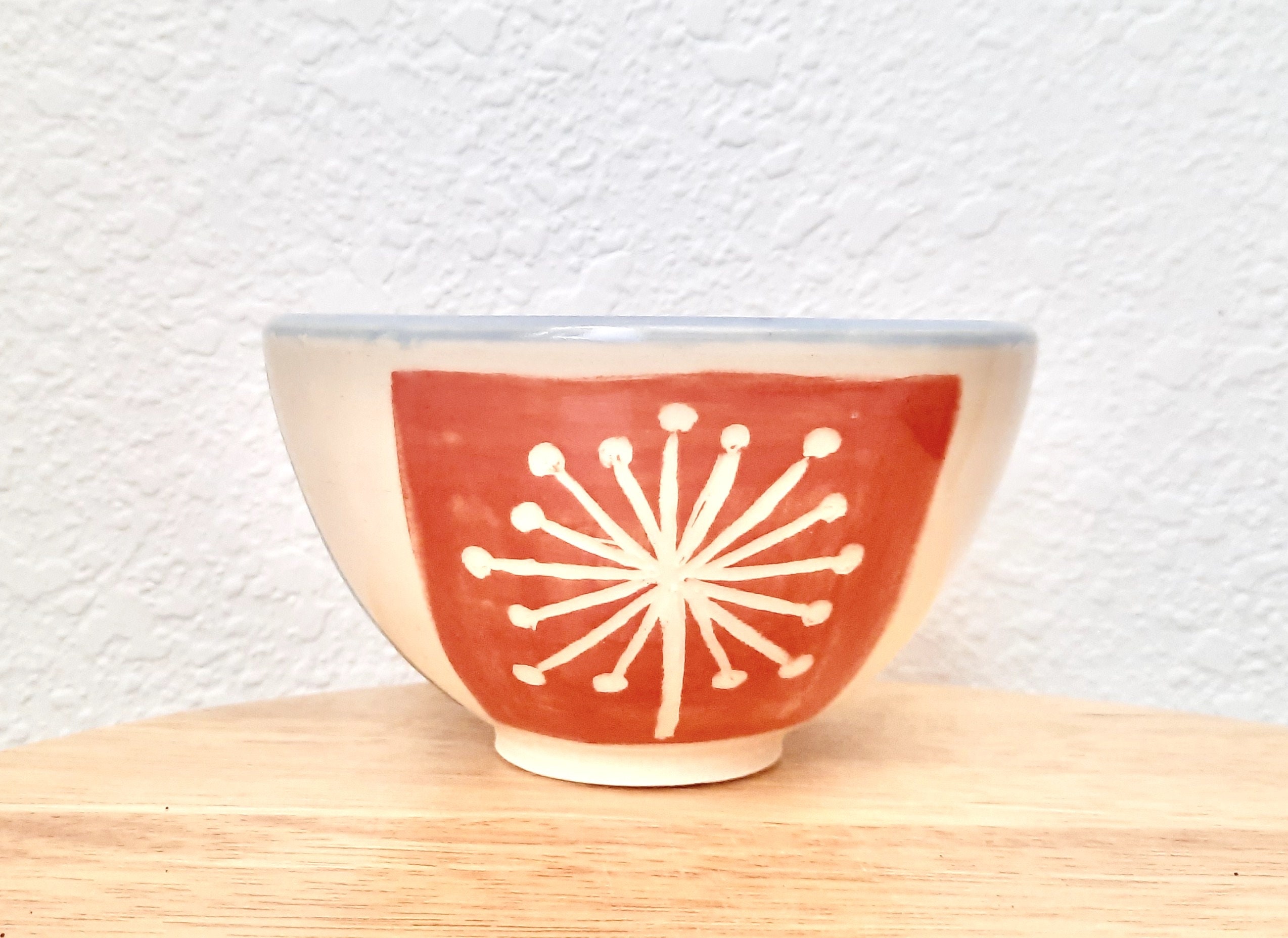 Cute Fox Ceramic Sgraffito Bowl, Hand Carved Fox, Tree & Dandelion ...