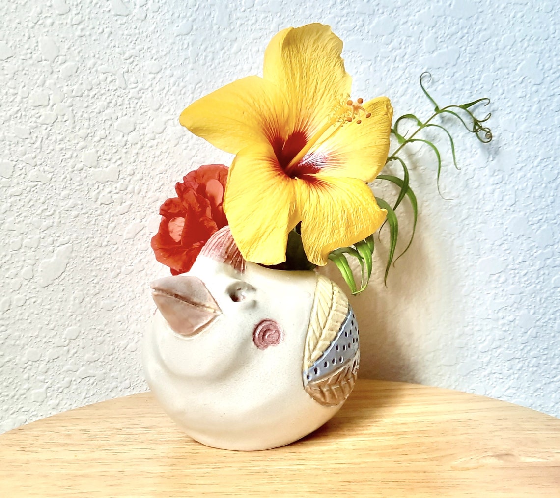 Hand Sculpted Sassy Bird Flower Vase Ceramic Bird Sculpture - Etsy
