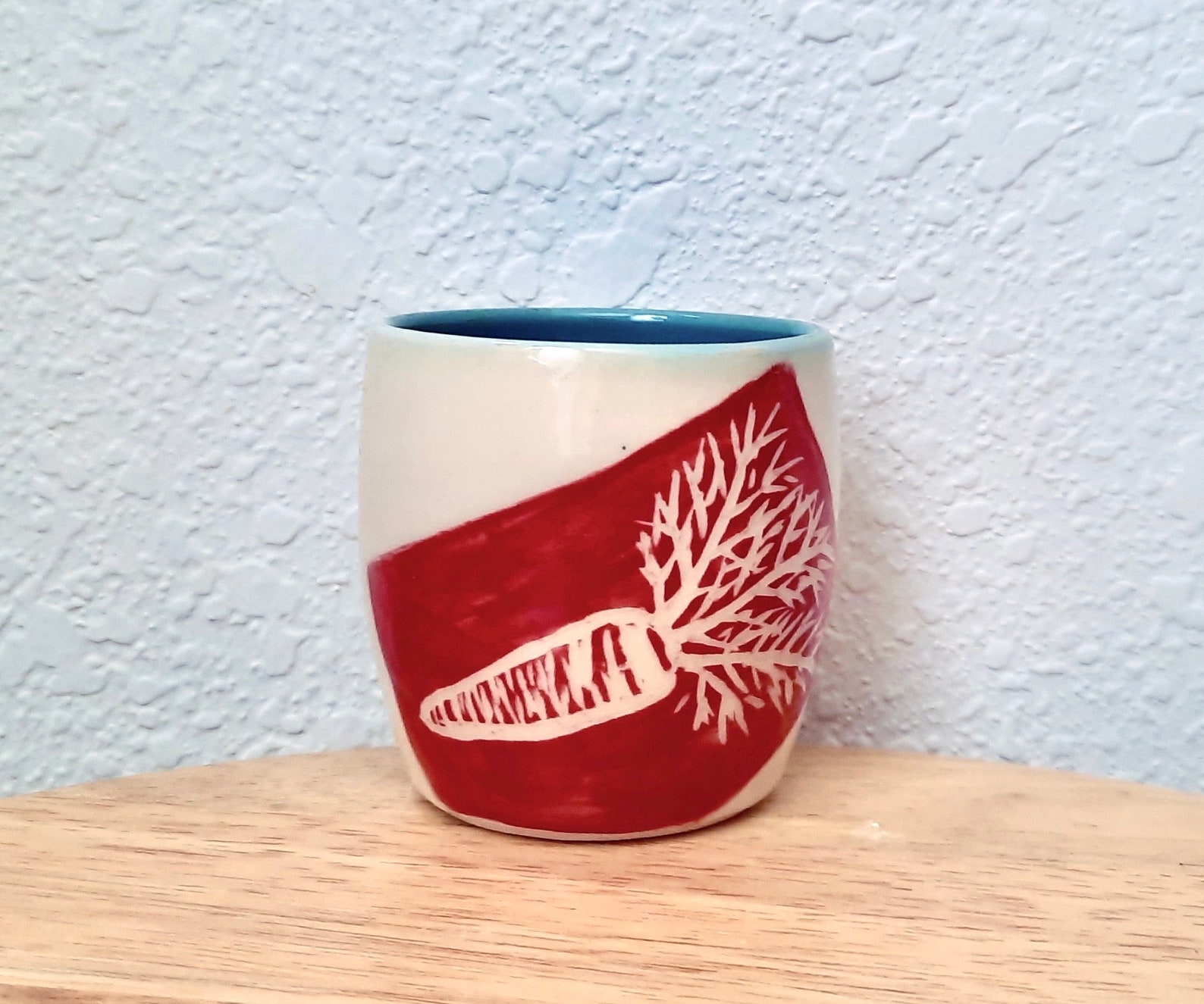Ceramic Sgraffito Tumbler, Hand Carved Rabbit, Flower Design, Pottery ...