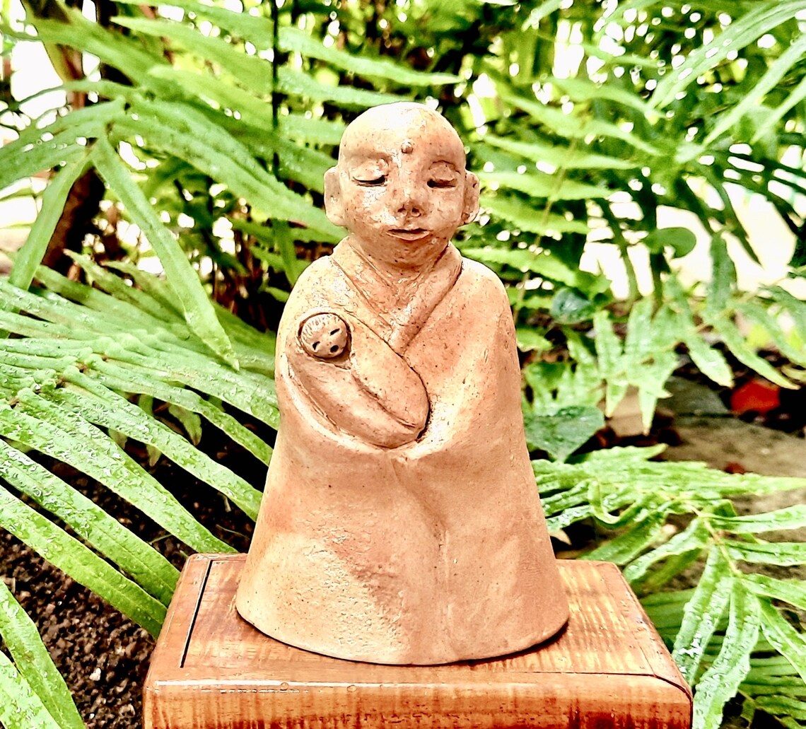 Jizo W/baby Japanese Buddhist Deity Ceramic Statue Patron - Etsy