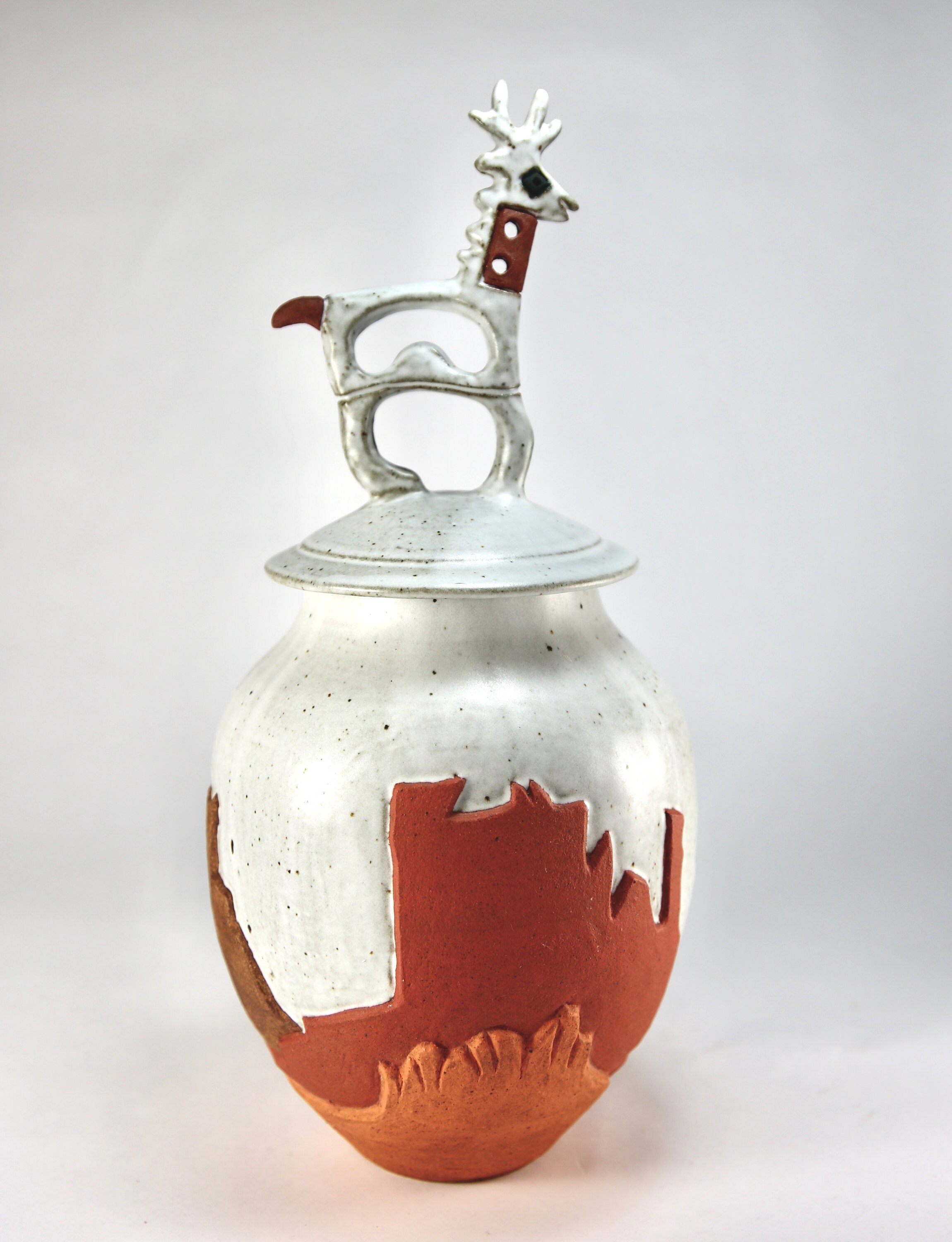 Deer Urn, Southwest Art Decor, Deer Decoration, Deer Pottery, Handmade ...