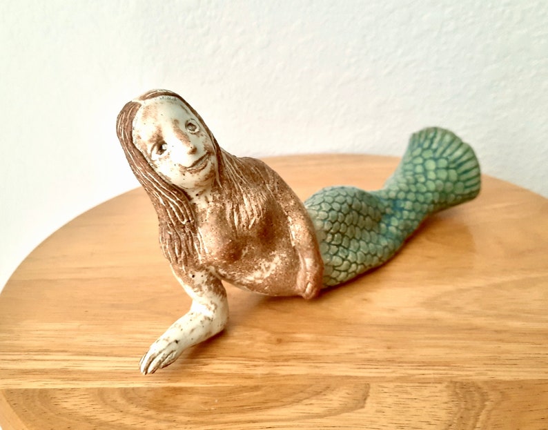 Ceramic Mermaid Doll, Handmade Clay Figure, Gift for Her, Ocean Beach ...