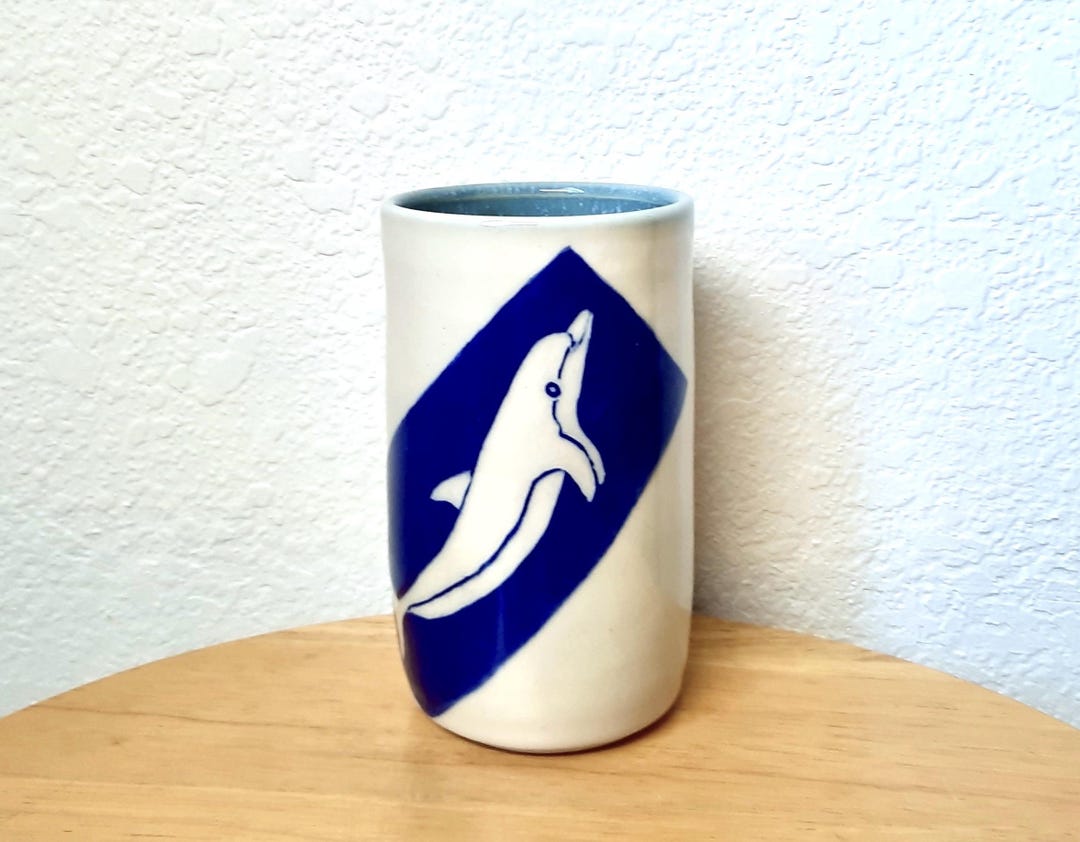 Dolphin Fish Crab Tumbler Vase 5/8"x3", Beautiful Ocean Gift, Handmade ...