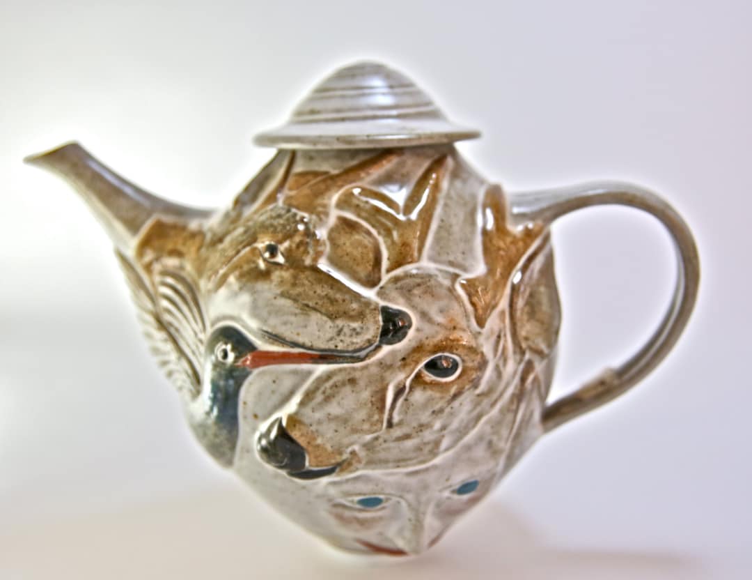 Animal Teapot, Coyote, Hummingbird, Deer, Face, Functional Art Ceramic ...