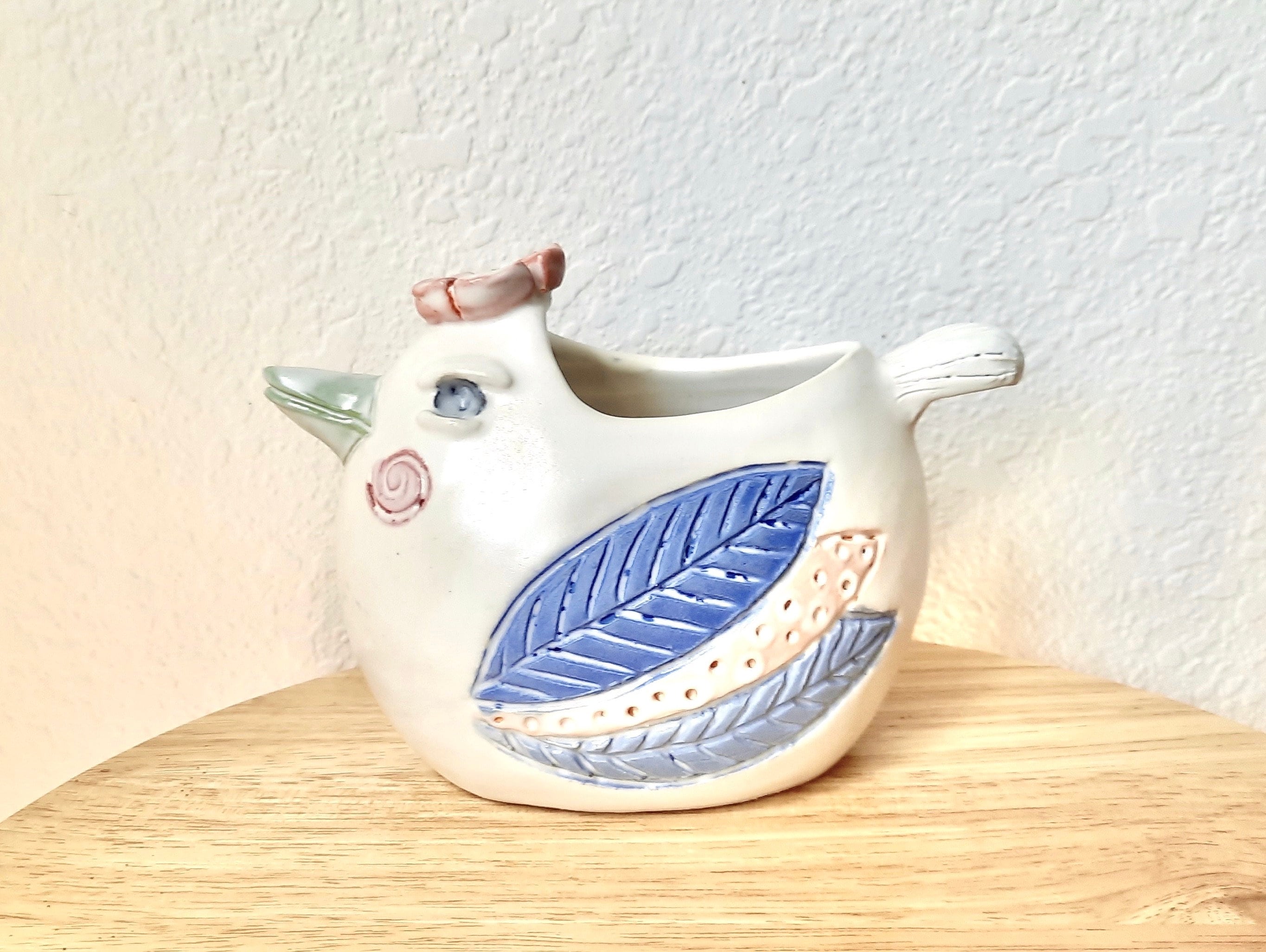 Sassy Bird Flower Vase, Hand Sculpted Ceramic Bird Sculpture, Cute ...