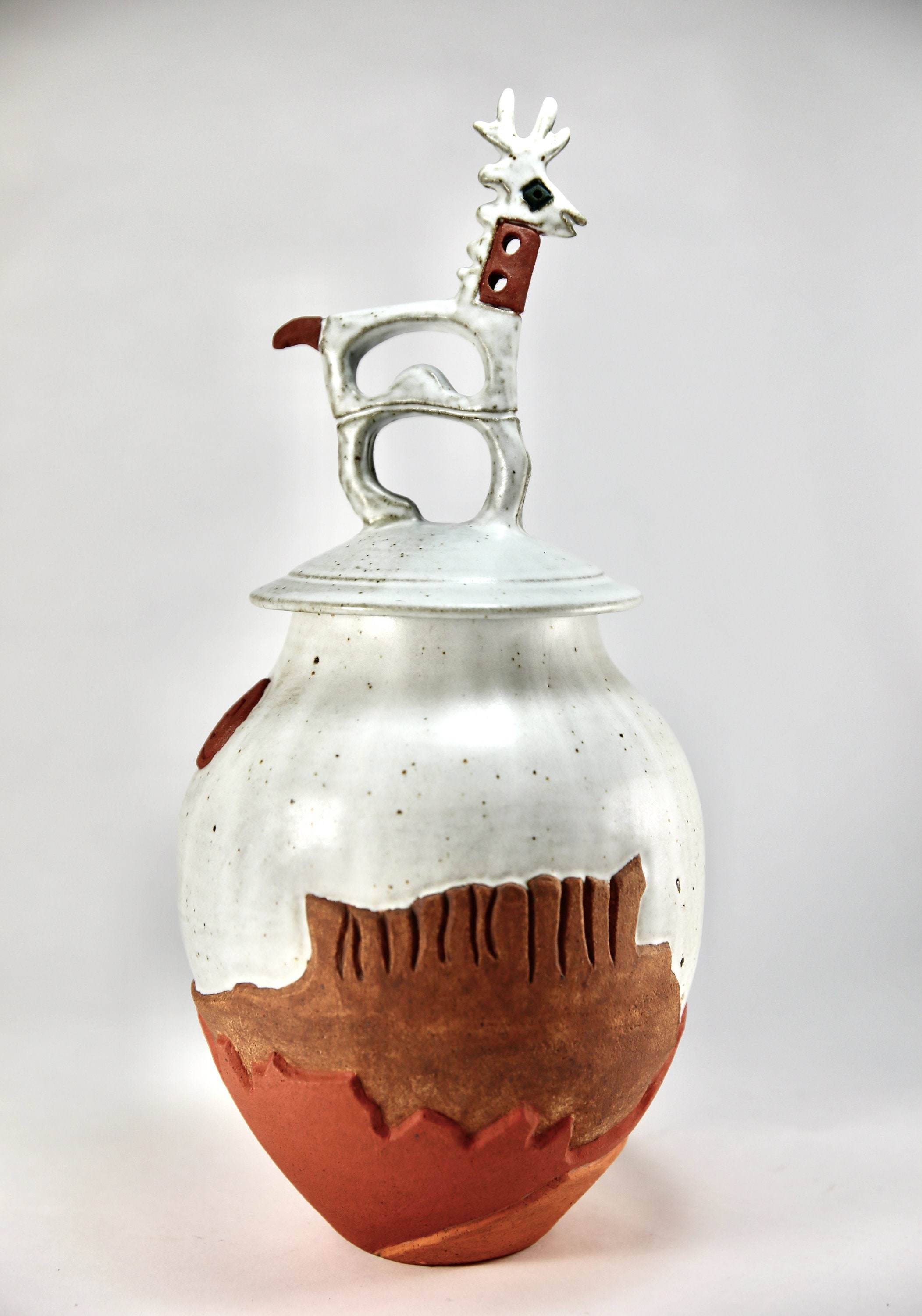 Deer Urn, Southwest Art Decor, Deer Decoration, Deer Pottery, Handmade ...